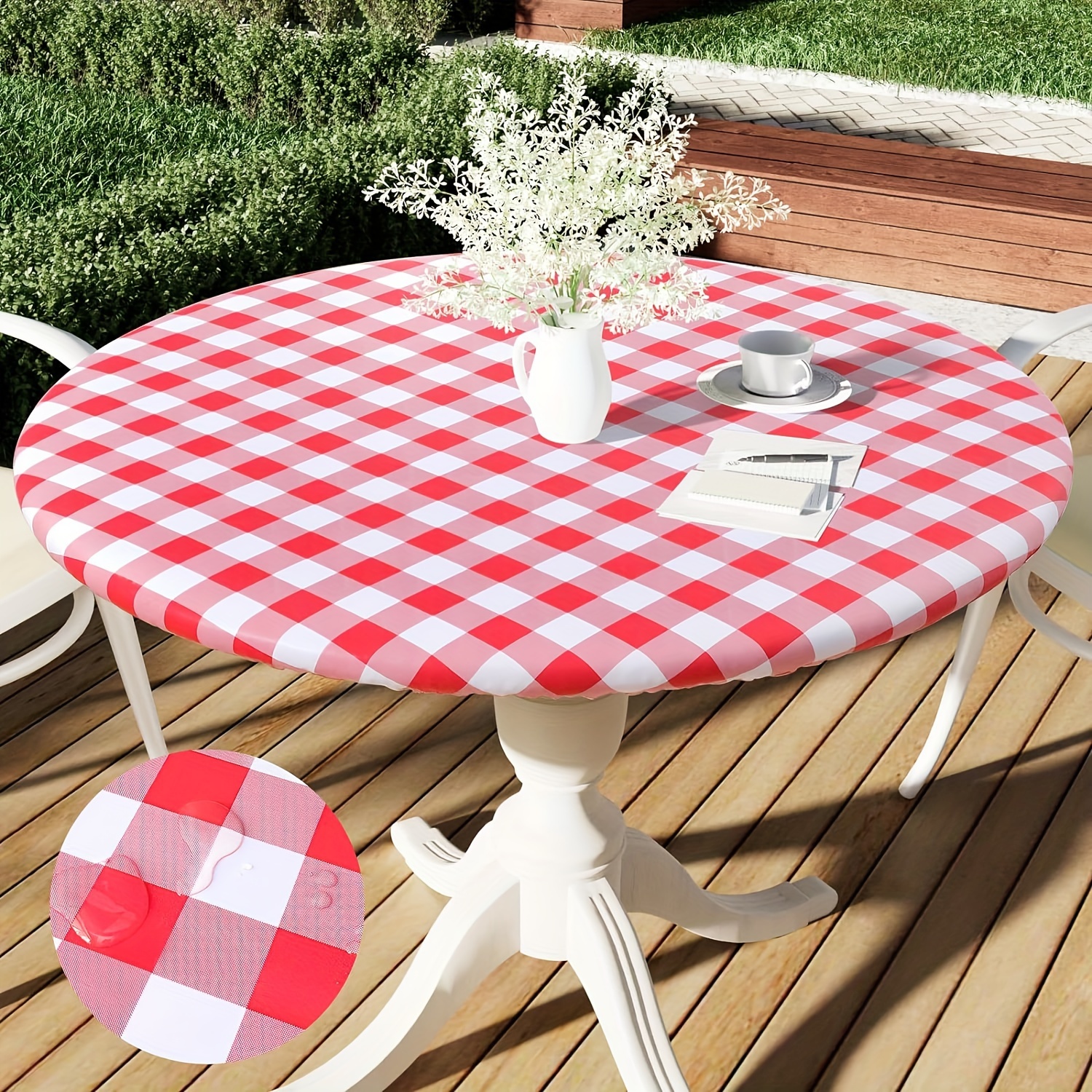 Flannel Pvc Table Cover Elastic Band Dustproof Printed - Temu United ...