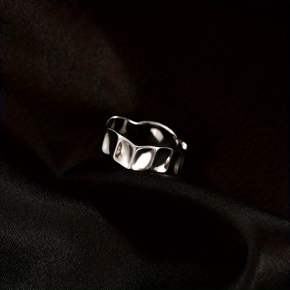 Glossy Open Men's 925 Silver Jewelry Silvery Irregular - Temu United ...