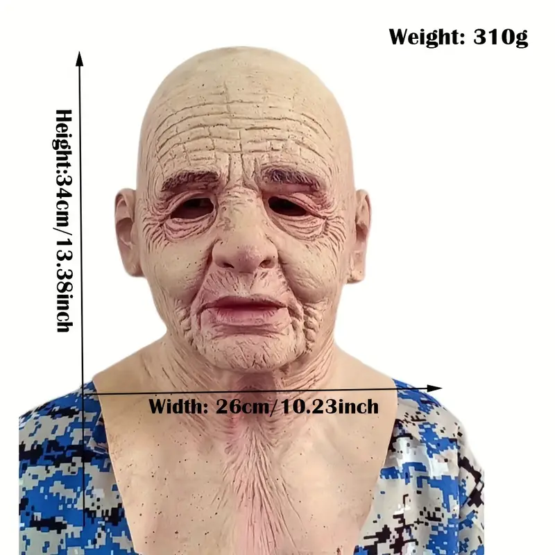 Natural Latex Horror Old Man Woman Mask Bald Wig Style Available