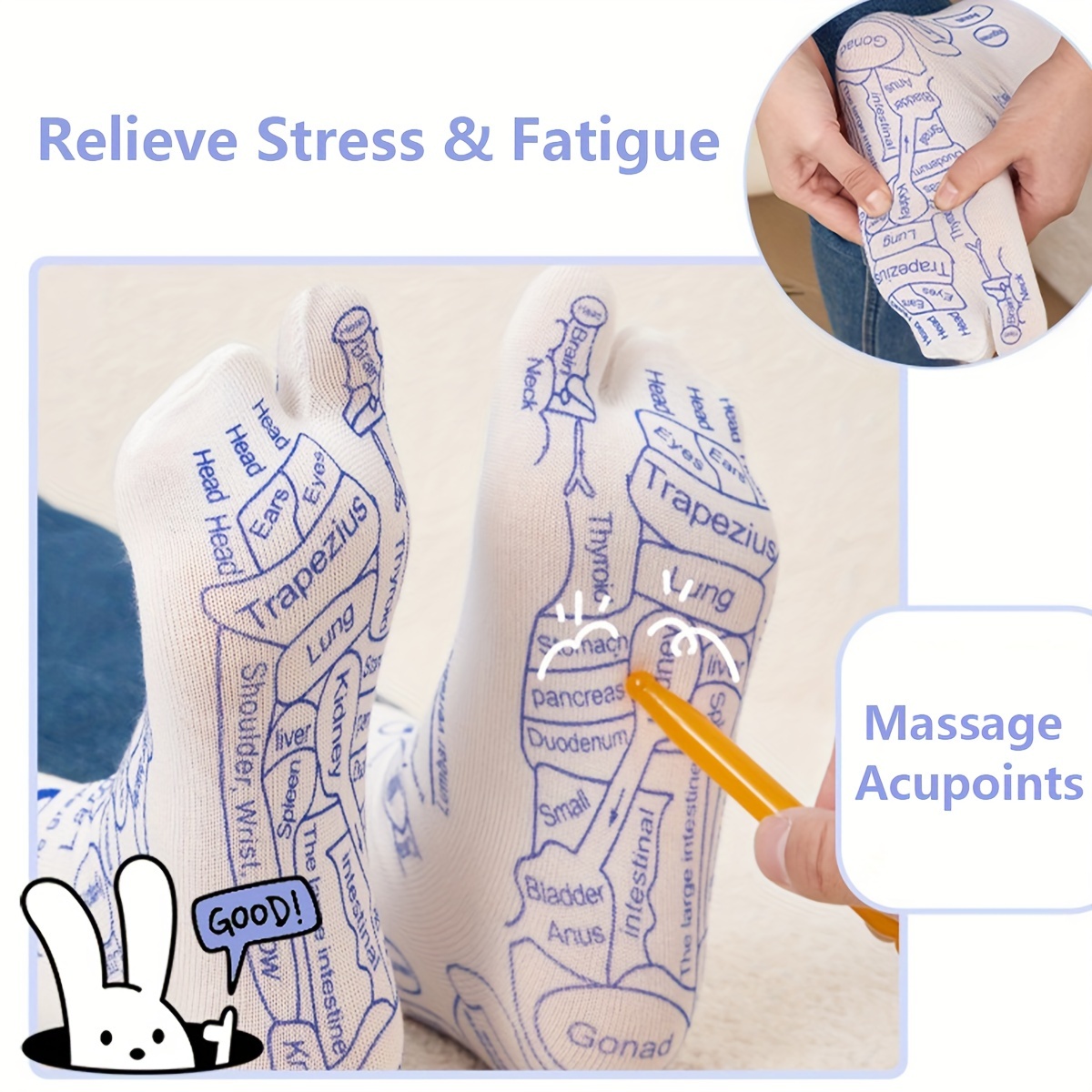 Foot Therapy Massage Kit Acupoint Socks Stick For Plantar Fasciitis ...