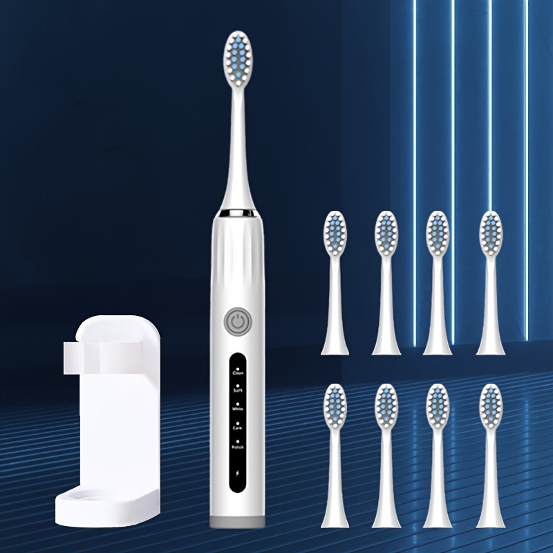 Electric Toothbrush, 8 Replaceable Ultra-soft Brush Heads, Daily Oral ...