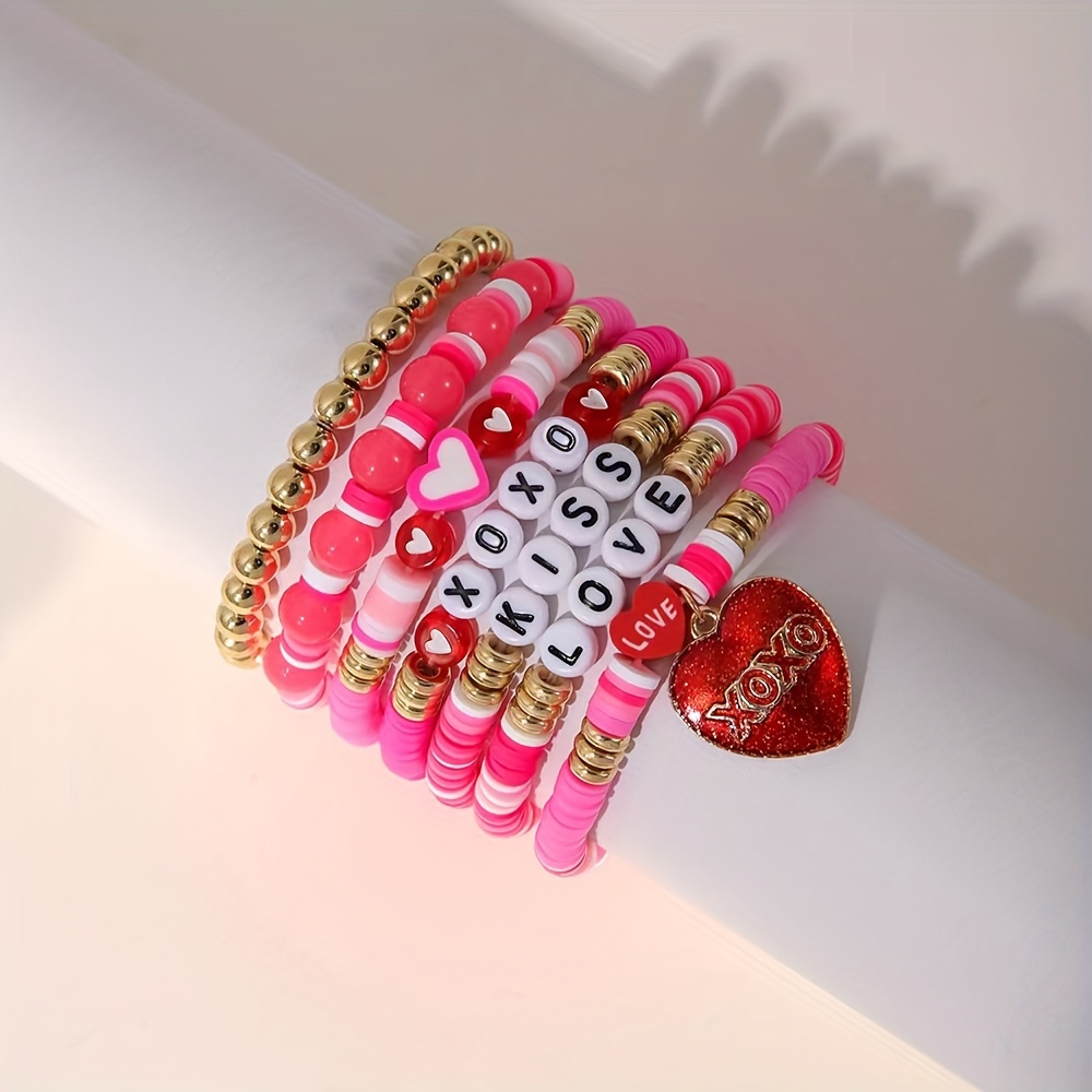 Conjunto 7 Pulseras Nuevas Lindas San Valentín En Rosa - Temu Mexico