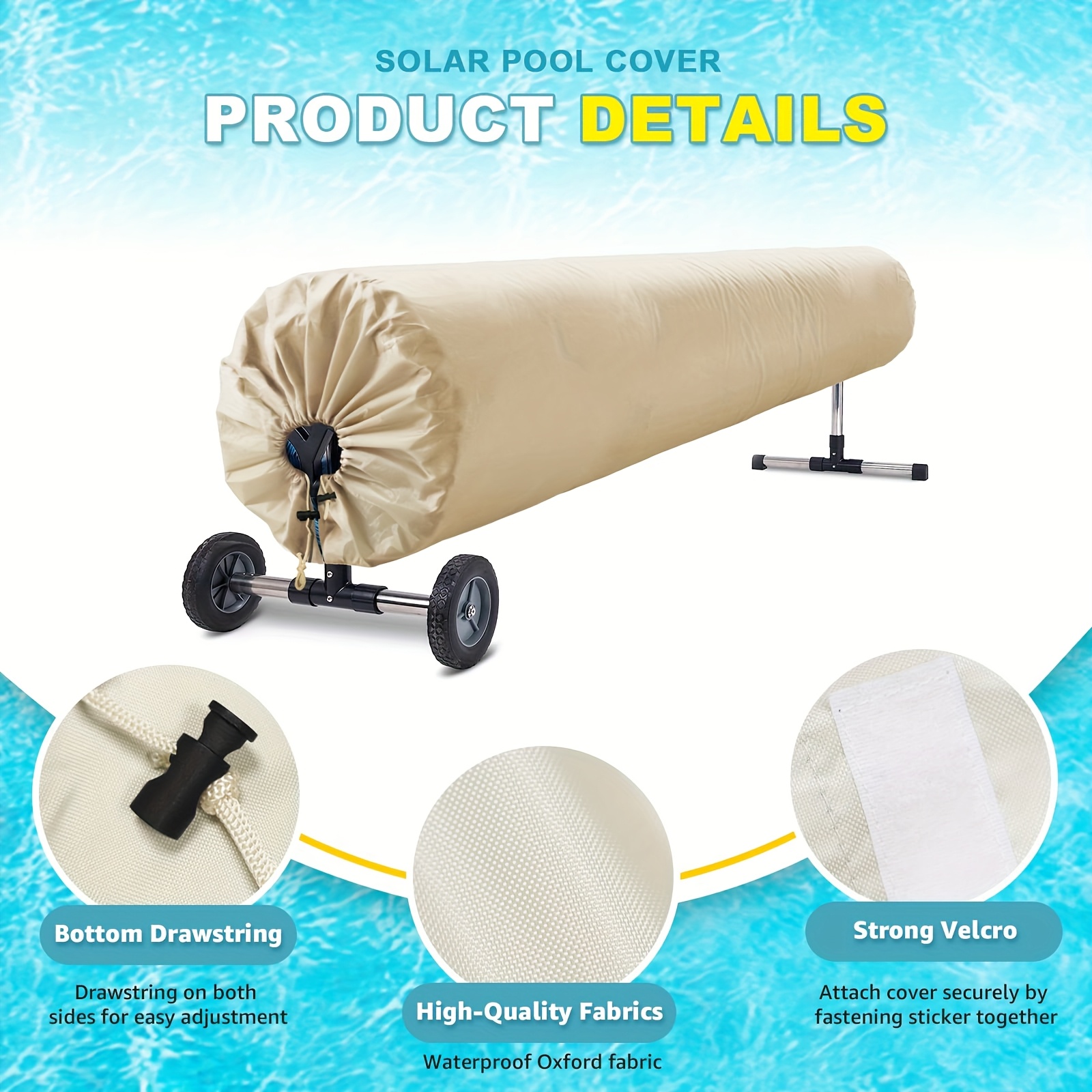 ground solar pool reel cover wheels protective swimming pool - Temu