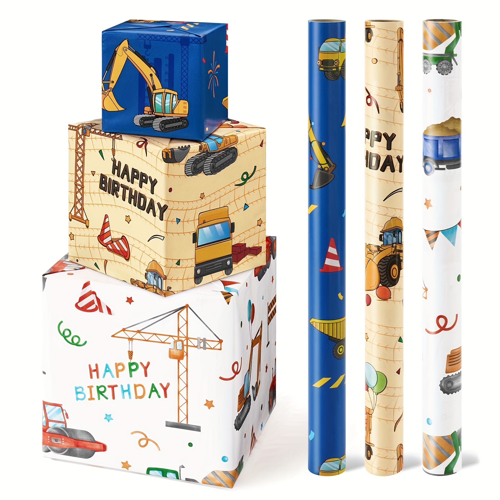 building wrapping paper rolls 3 short rolls birthday - Temu