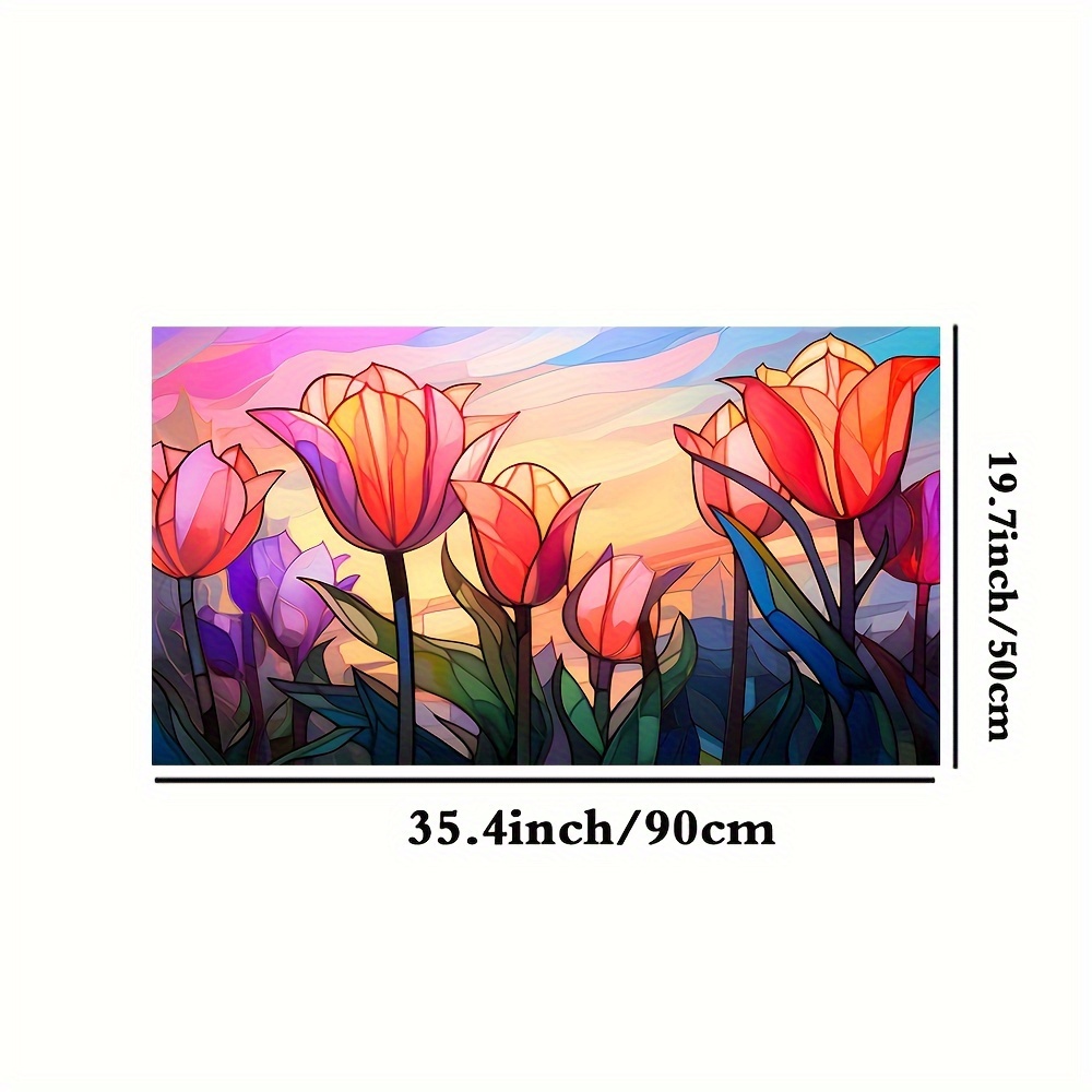 stained glass window film tulips flower static cling - {region_name}