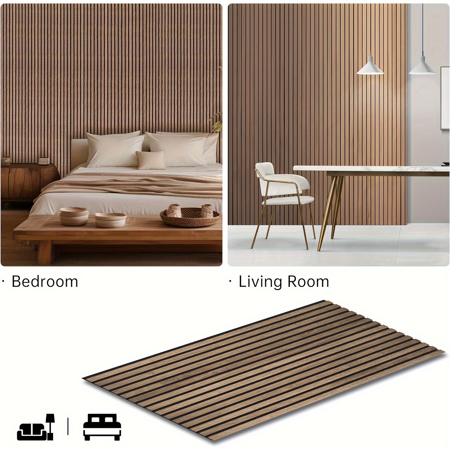 Wood Slat Wall Panel | 2 Pcs Soundproof Wall Panels 48" X 24.5" Wood ...