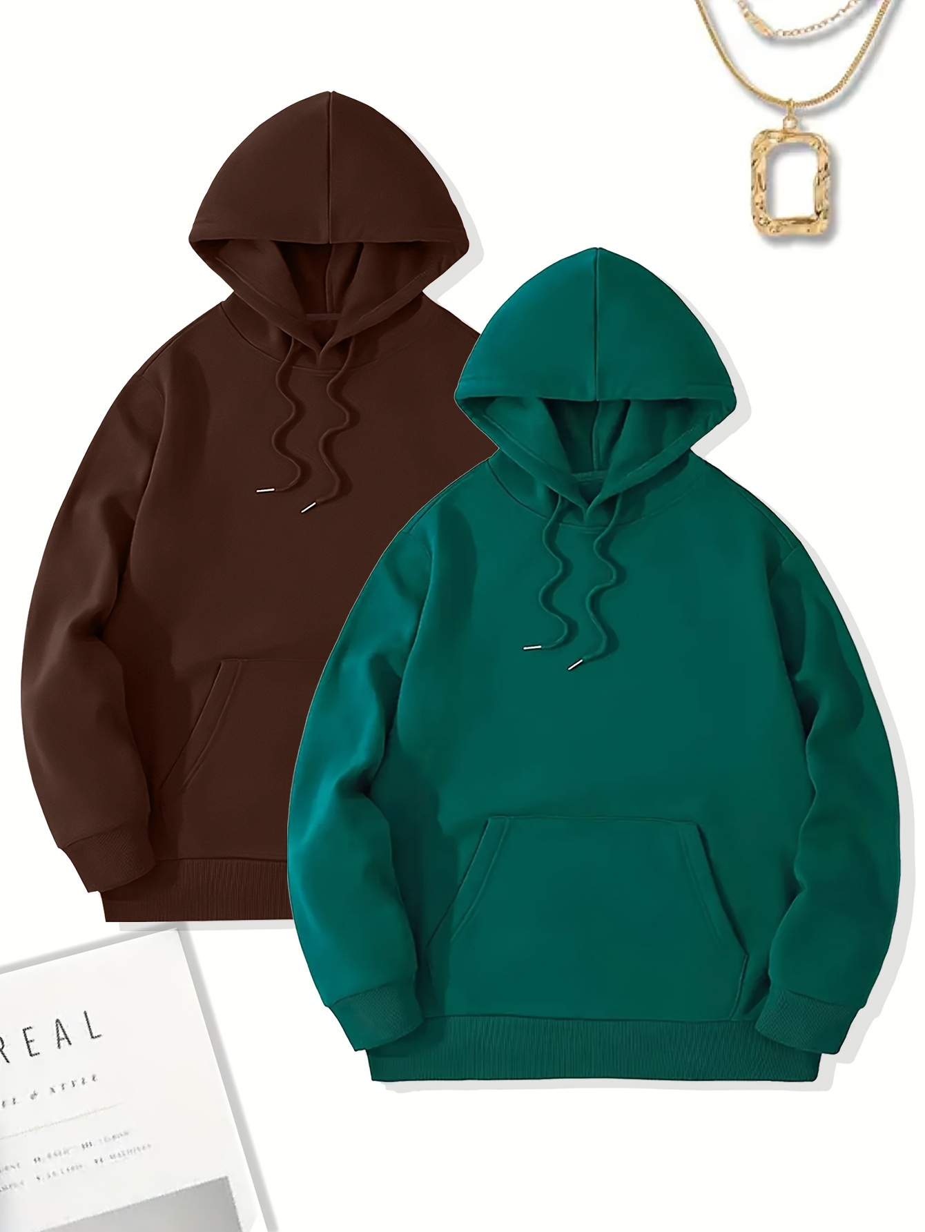 Plus Size Men's Solid Hooded Sweatshirt Spring Fall Hoodies - Temu ...