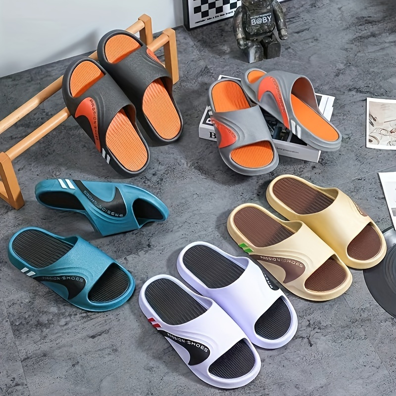 Mens Casual Open Toe Thick Bottom Slippers Lightweight Non Slip Anti Odor Slippers Indoor ...