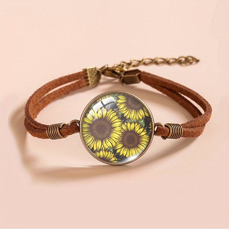 New Fashion Sunflower Yellow Flowers Oil Paintings Glass - Temu United ...