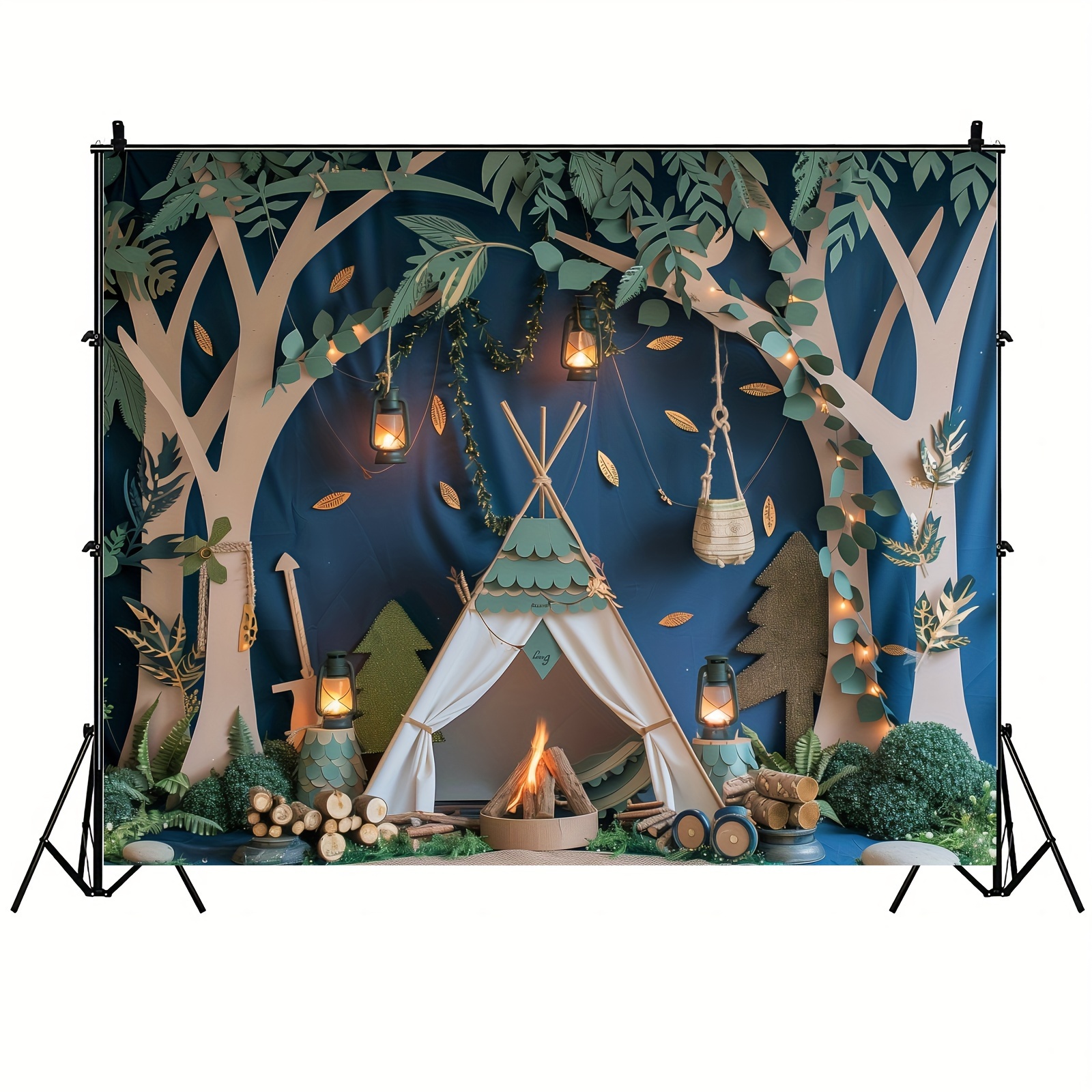 Versatile Camping themed Polyester Backdrop Perfect - Temu