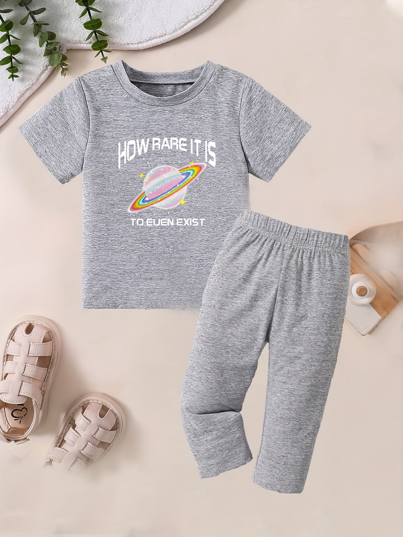 " Rare It Is To Existent" Planet Graphic Print 2 Piezas - Temu Mexico