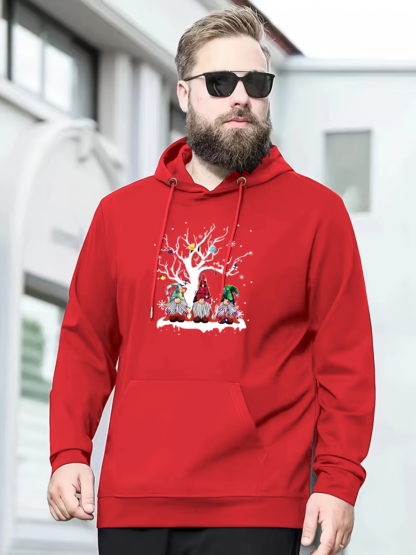 Plus Size Men's Loose Elves Graphic Print Hoodie Kangaroo - Temu Ireland