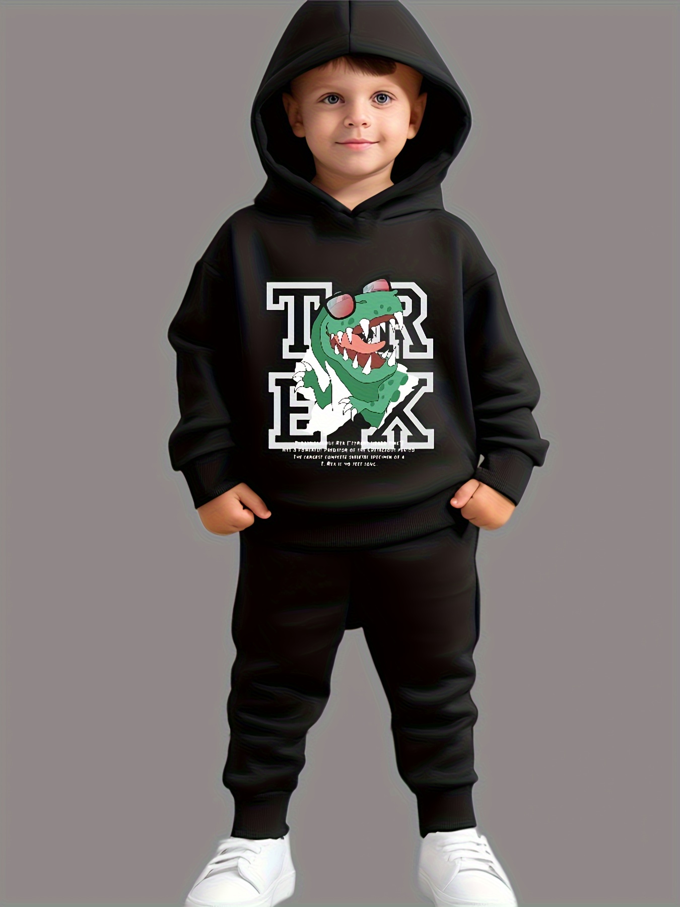 Cartoon Glasses Dinosaur Print Long Sleeve Casual Sweatsuit - Temu Ireland