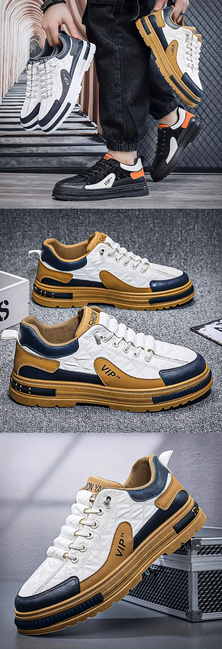 조절 가능한 버클이 있는 남성용 트렌디 컬러 블록 스케이트보드 신발 야외 산책 조깅 여행용 미끄럼 방지 로우 탑 올 시즌 편안함 Temu Korea