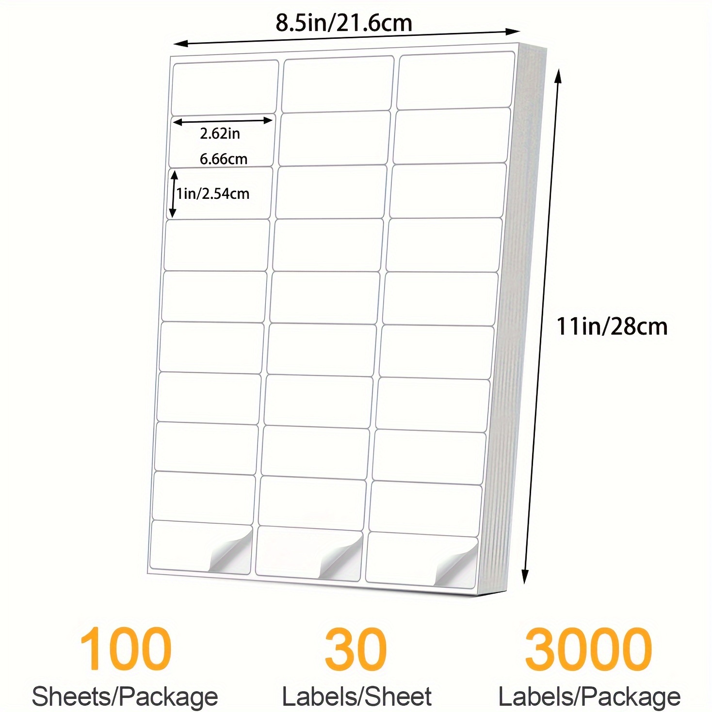 100 Sheets Of 3000 Address Labels, 1" X 2-5/8" Mailing Labels, Suitable ...