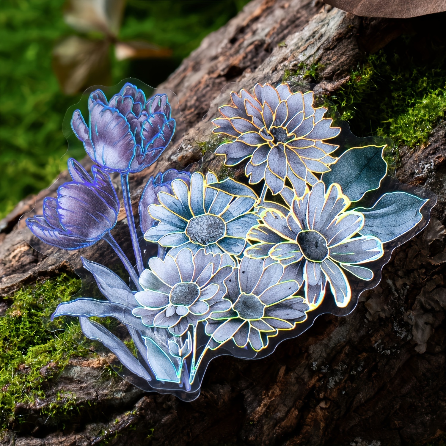 Pet Sticker Sleeping Flower Series Flower Laser Silvery Hand - Temu Canada