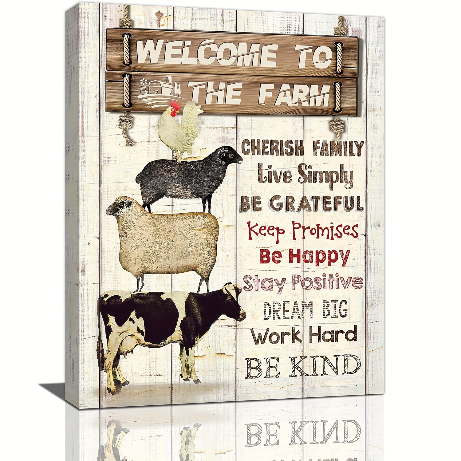 Farmhouse Animal Country Cow Rooster Canvas Poster - Temu