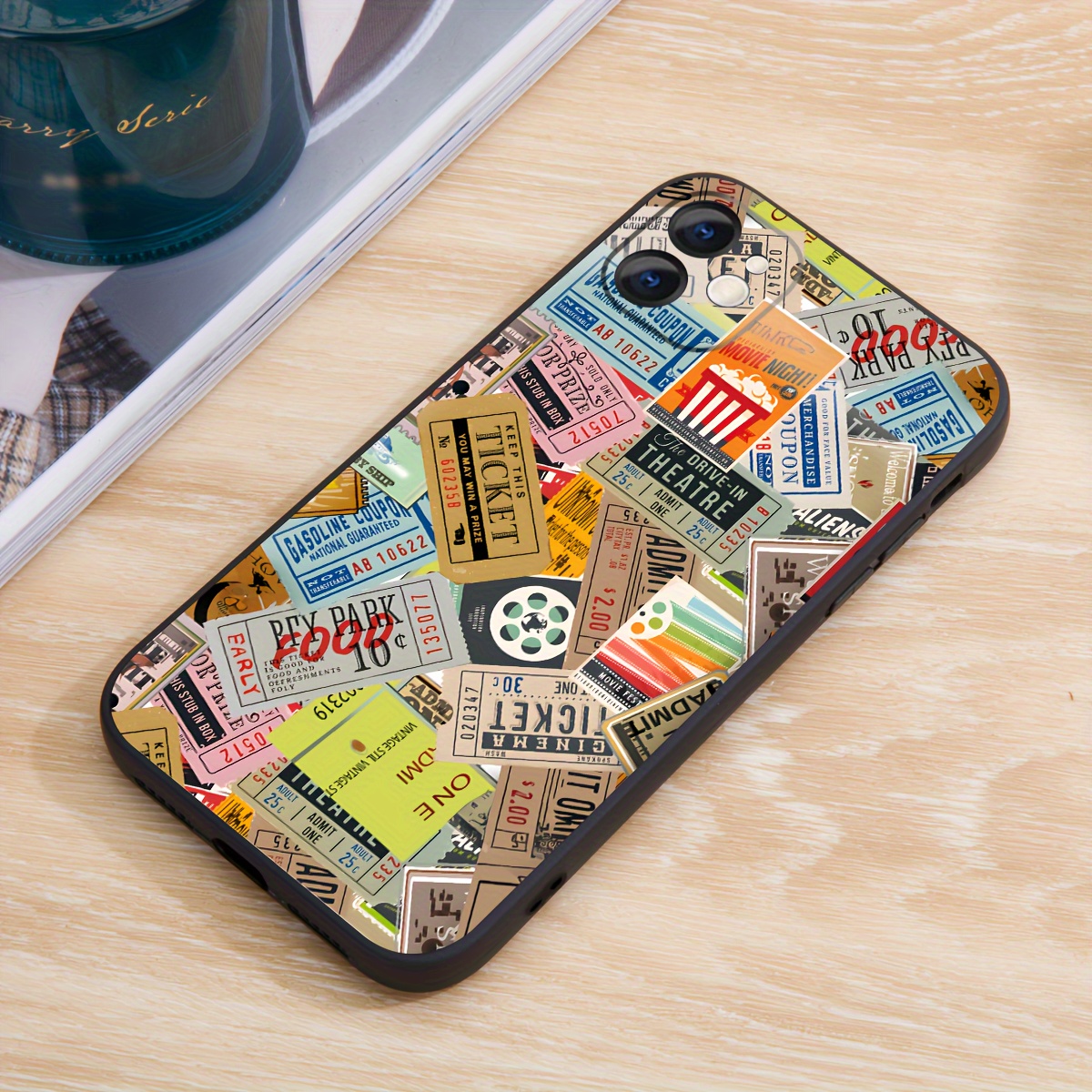 Hand painted Cartoon Label Printed Iphone Black Matte Phone - Temu Canada