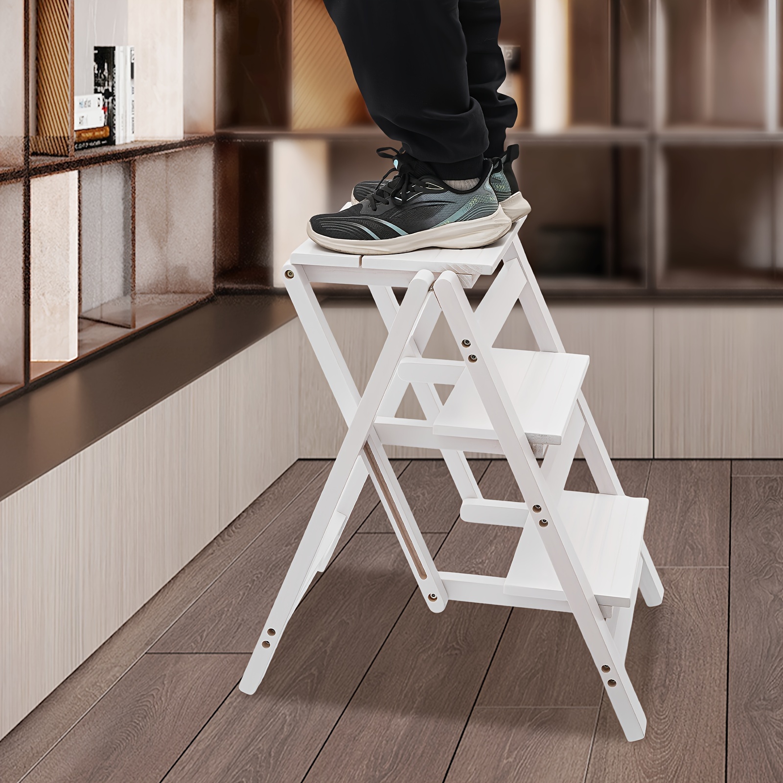 White step stool folding store