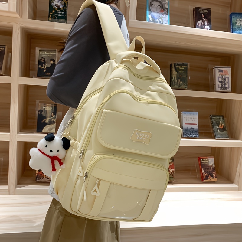 Fashion Solid Color Backpack Preppy College School Daypack - Temu