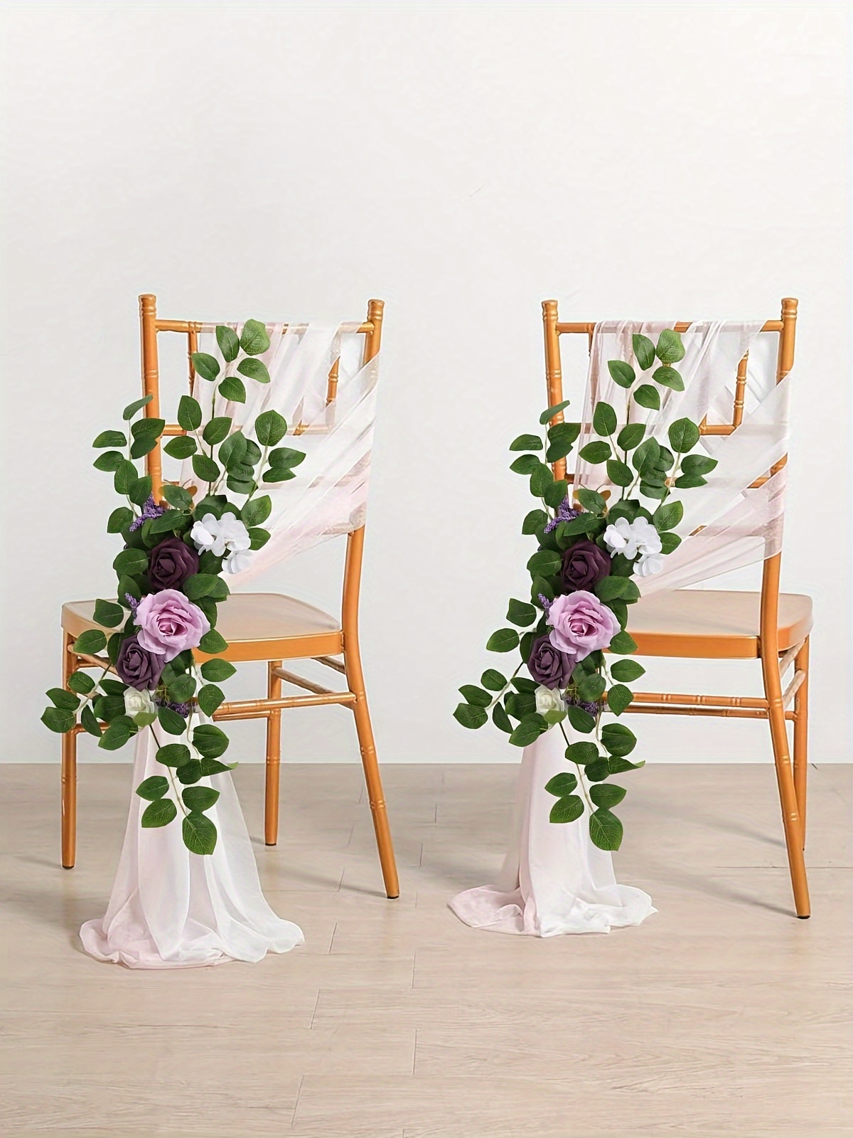 Wedding Aisle Chair Decorations Chairs Back Pew Rose Flowers - Temu
