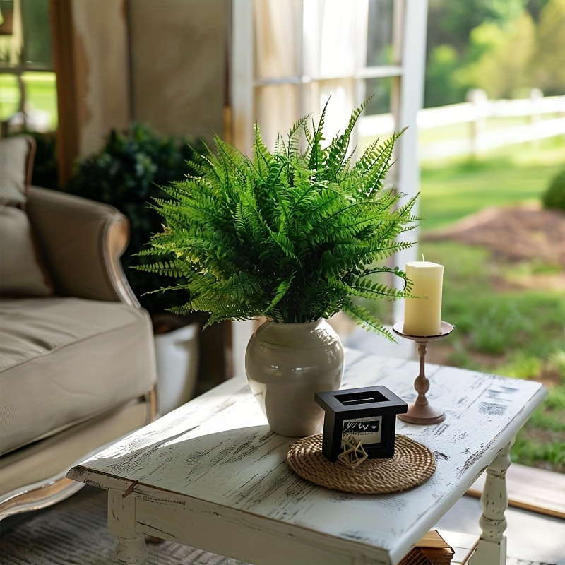 Uv resistant Artificial Boston Ferns Set Faux Greenery Stems - Temu