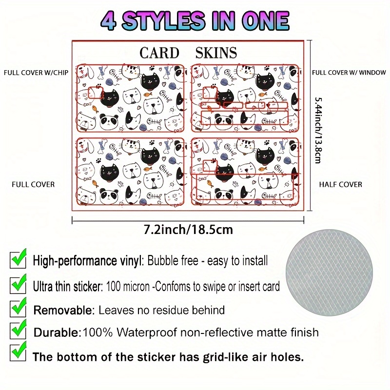 Cute Cat & Dog Anime-themed Debit Card Sleeve - Removable Credit Card ...