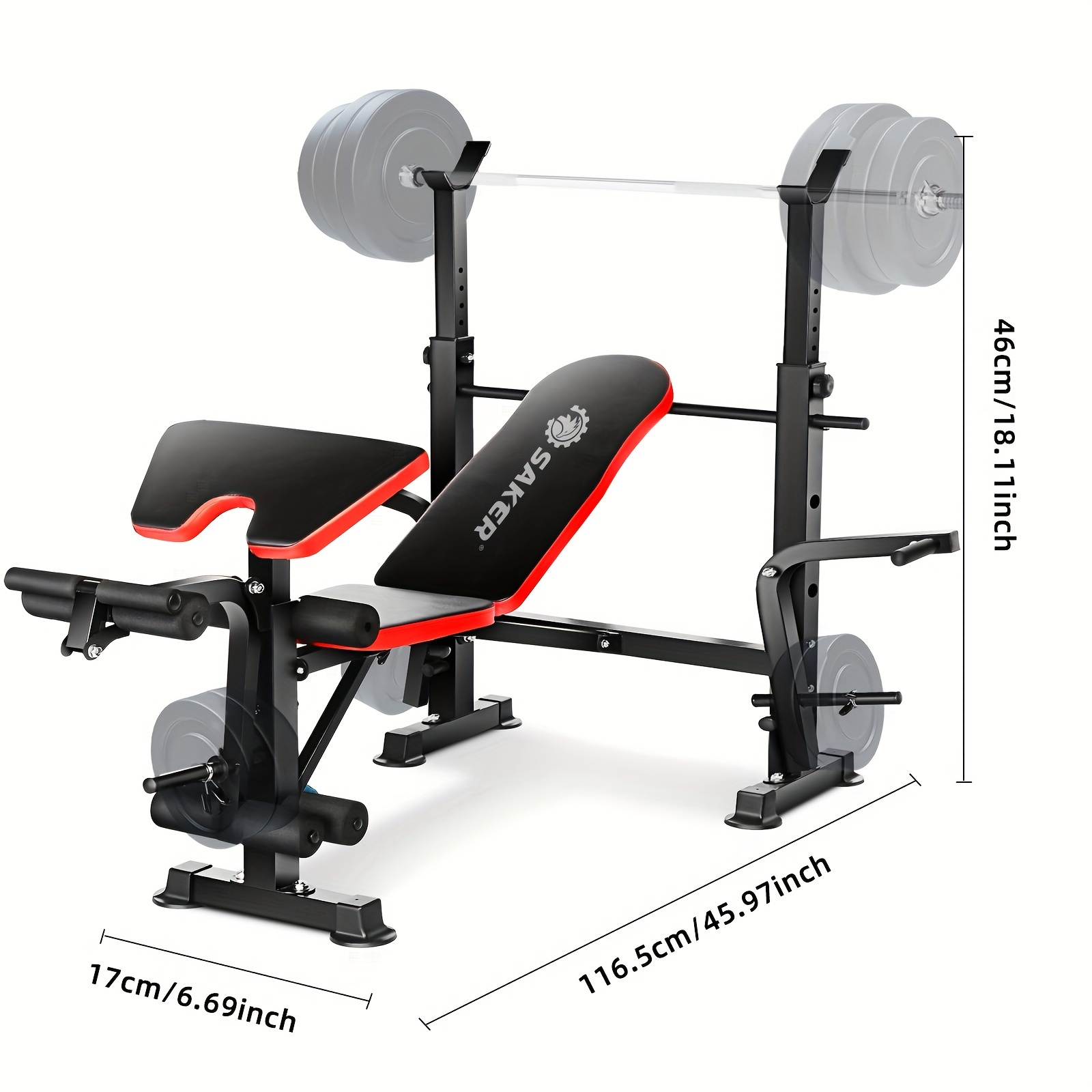 6 In 1 600lbs Weight Bench Set With Squat Rack, Bench Press Set With ...