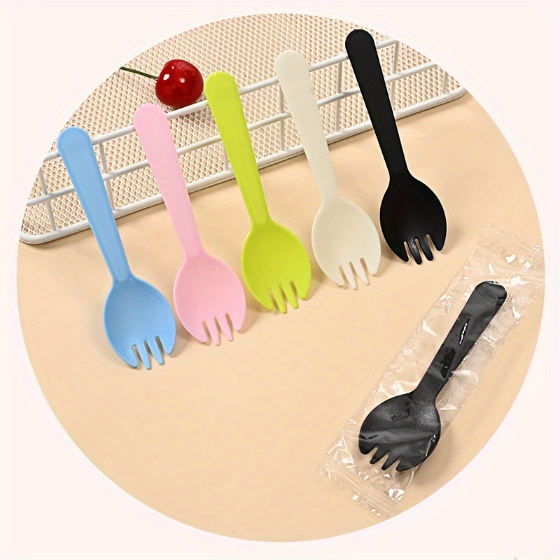 Conjunto Cubiertos Desechables Frutas Cucharas 2 En 1 - Temu Mexico