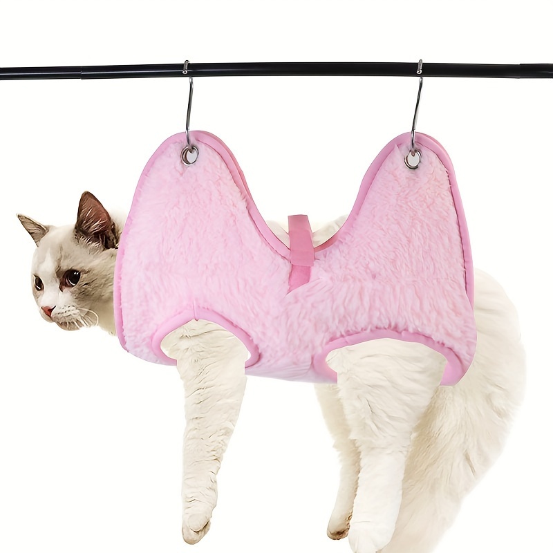 Pet Hammock Restraint Bag Adjustable Plush Cat Washing Mesh - Temu ...