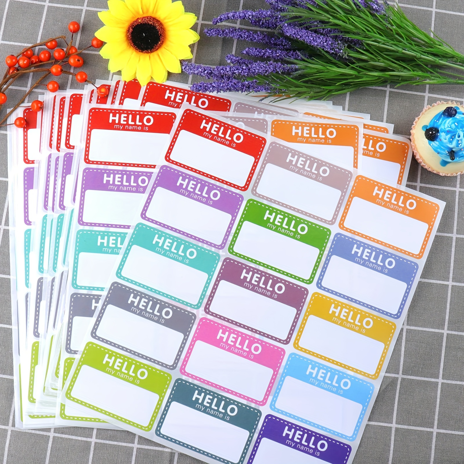 150pcs Colorful Name Tags Stickers, 15 Colors Hello My Name Is Stickers ...