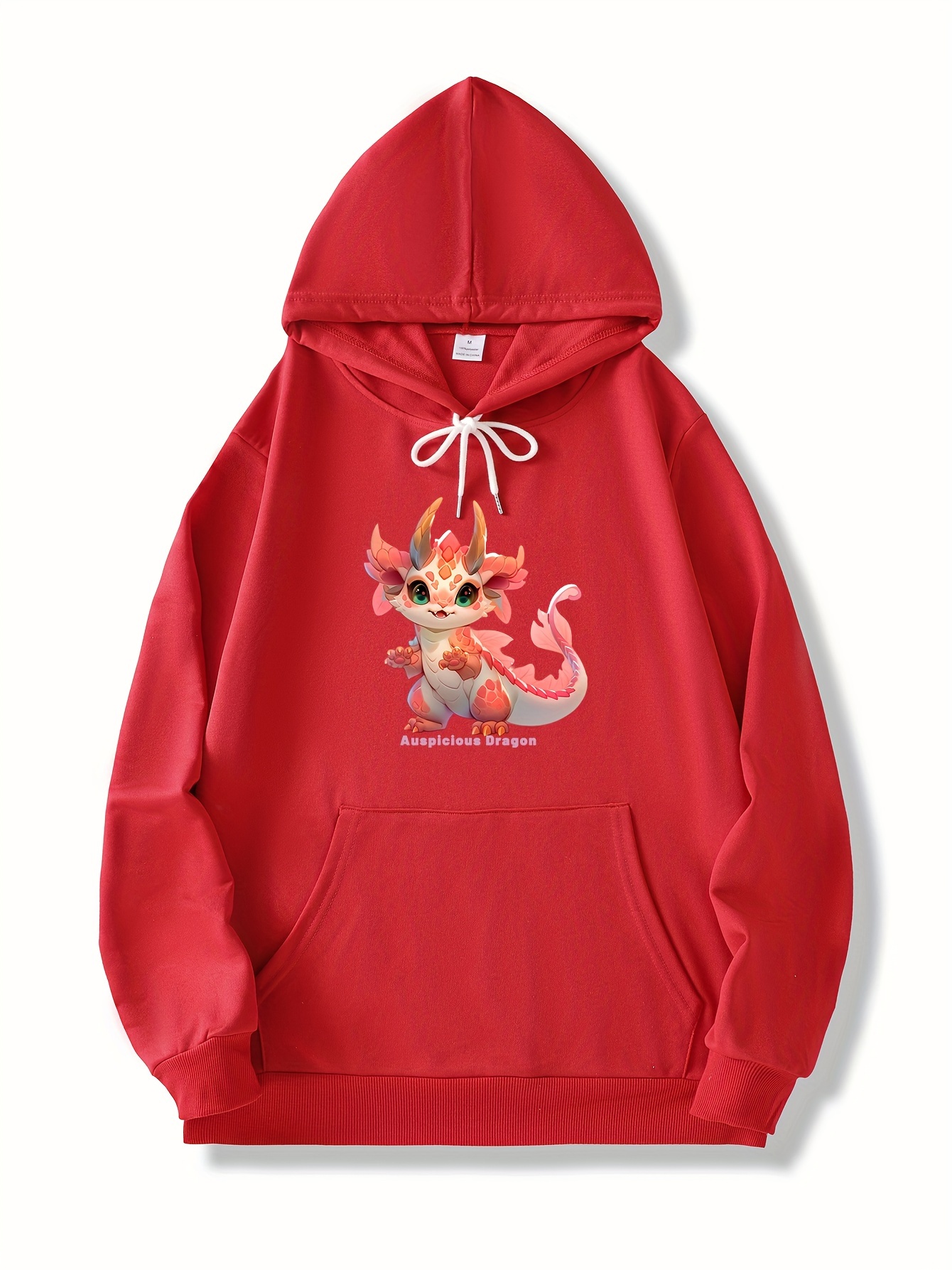 Dragon Print Kangaroo Pocket Hoodie Casual Long Sleeve - Temu Ireland