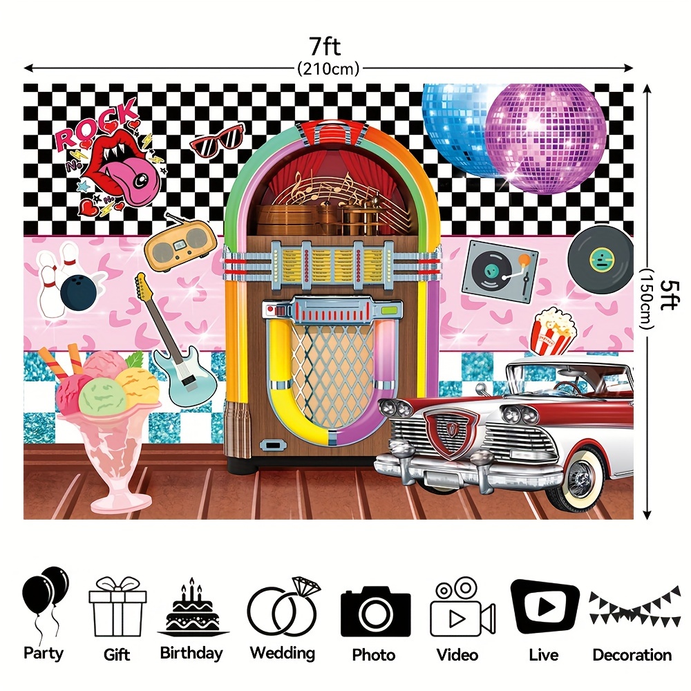 Back 50's Sock Hop Theme Photography Backdrops 1950s Retro - Temu