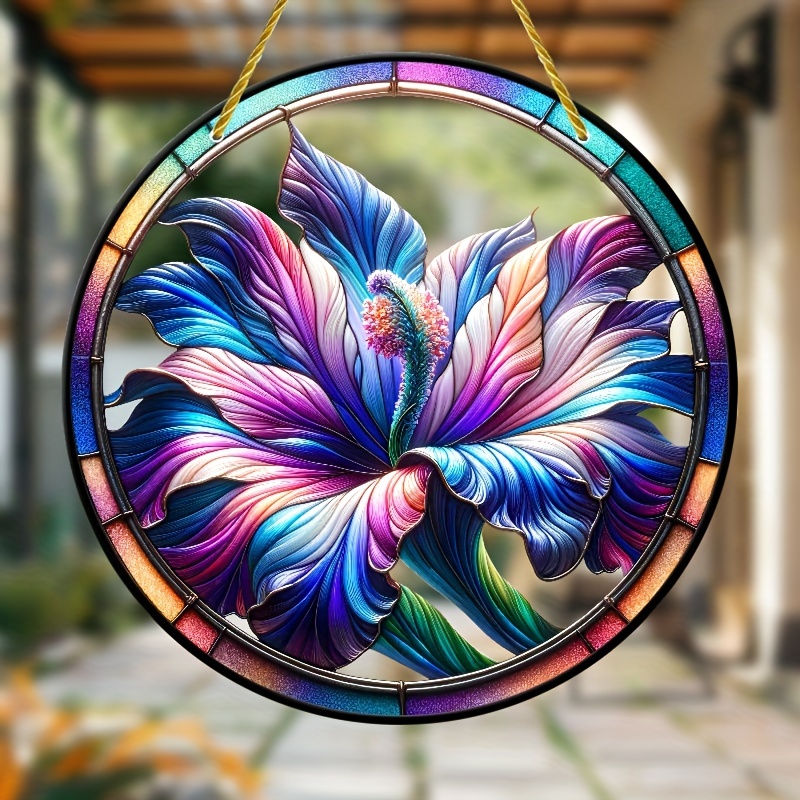 Colorful Flower Suncatcher Round Acrylic Stained Glass - Temu