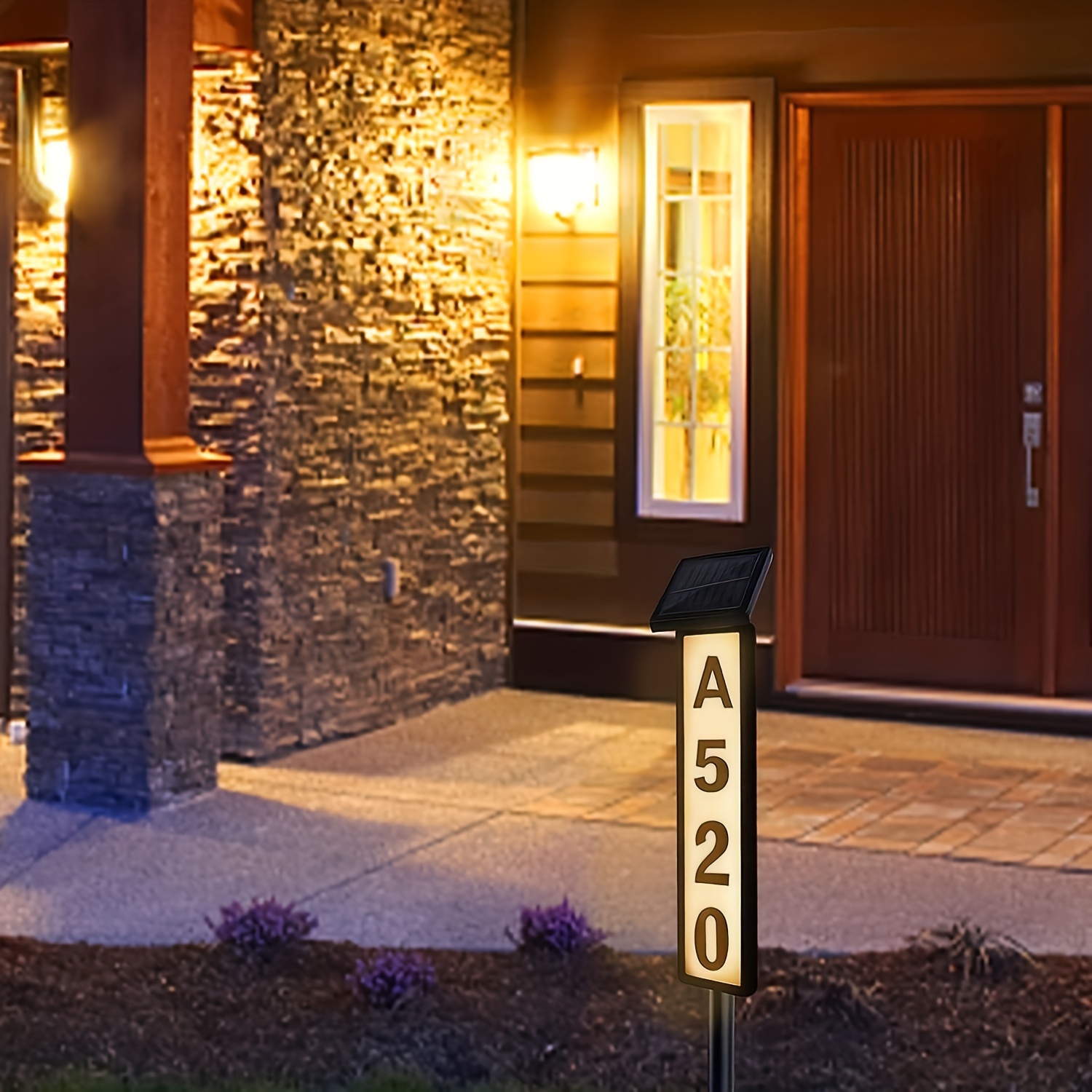 Solar-powered Led House Number Sign With Stake - 35" Outdoor Address ...
