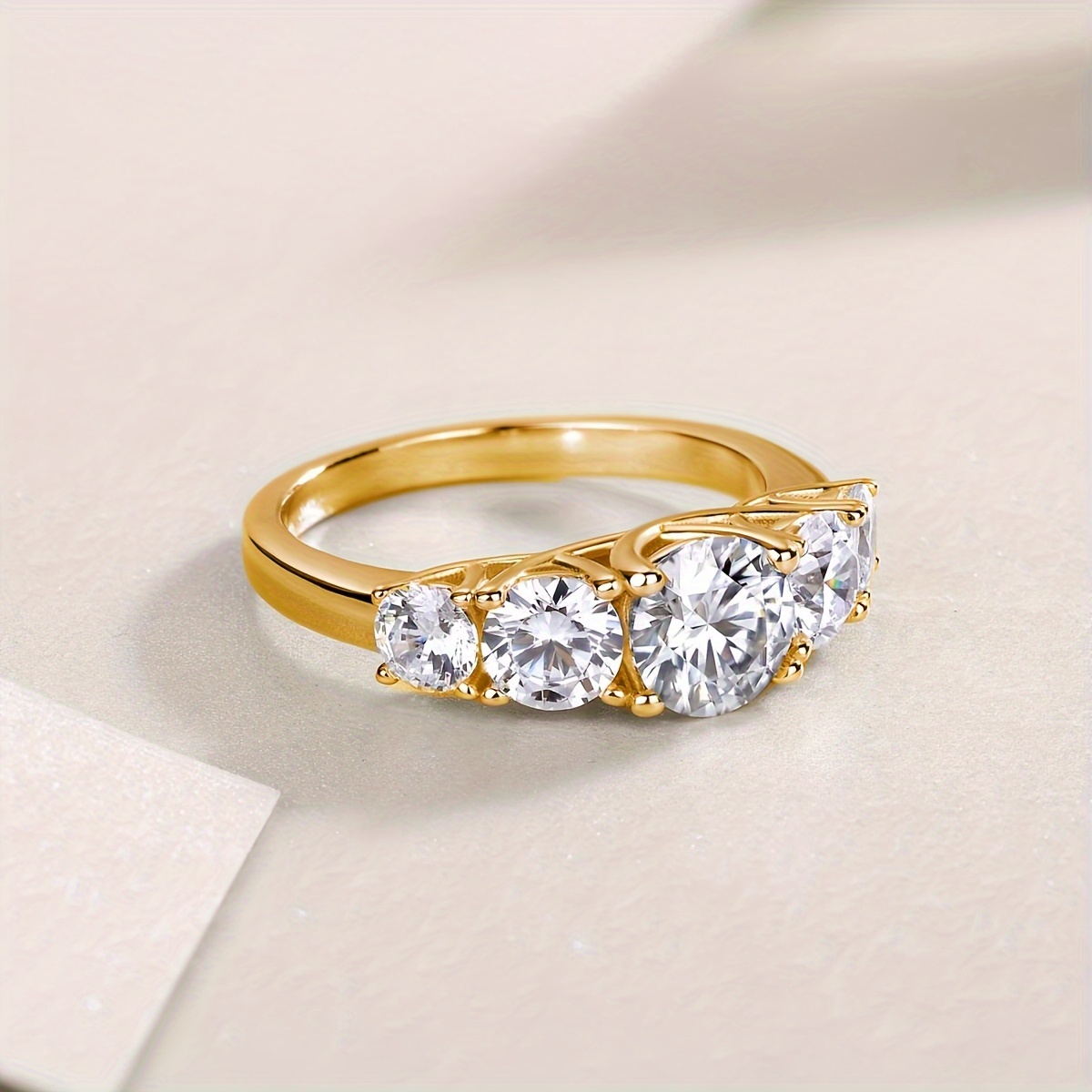 Moissanite Promise Ring 925 Sterling Silver 18k Gold Plated - Temu ...