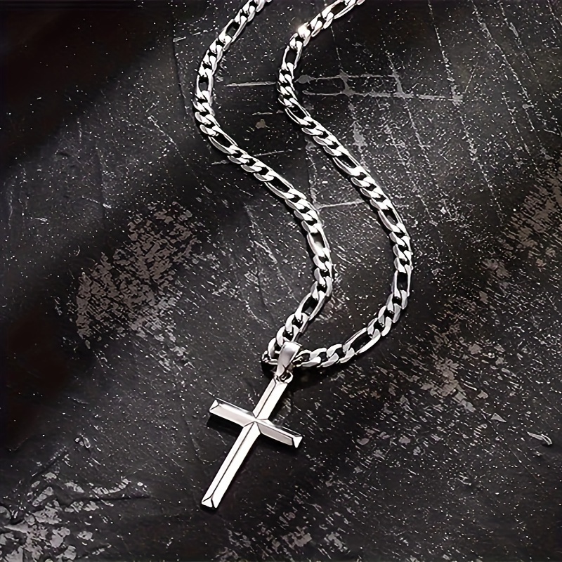 925 Sterling Silver Cross Necklace Chain Suitable Men - Temu