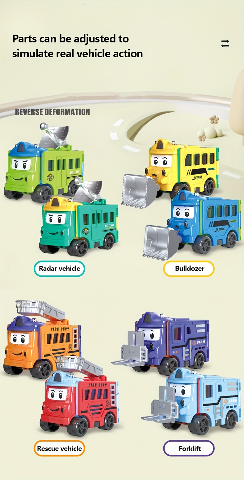 Transforming Construction Vehicle Playset: Cute Characters - Temu
