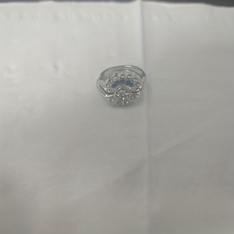 Simple Shiny Sun Blue Inlaid Zircon Moon Women's Ring - Temu United Kingdom