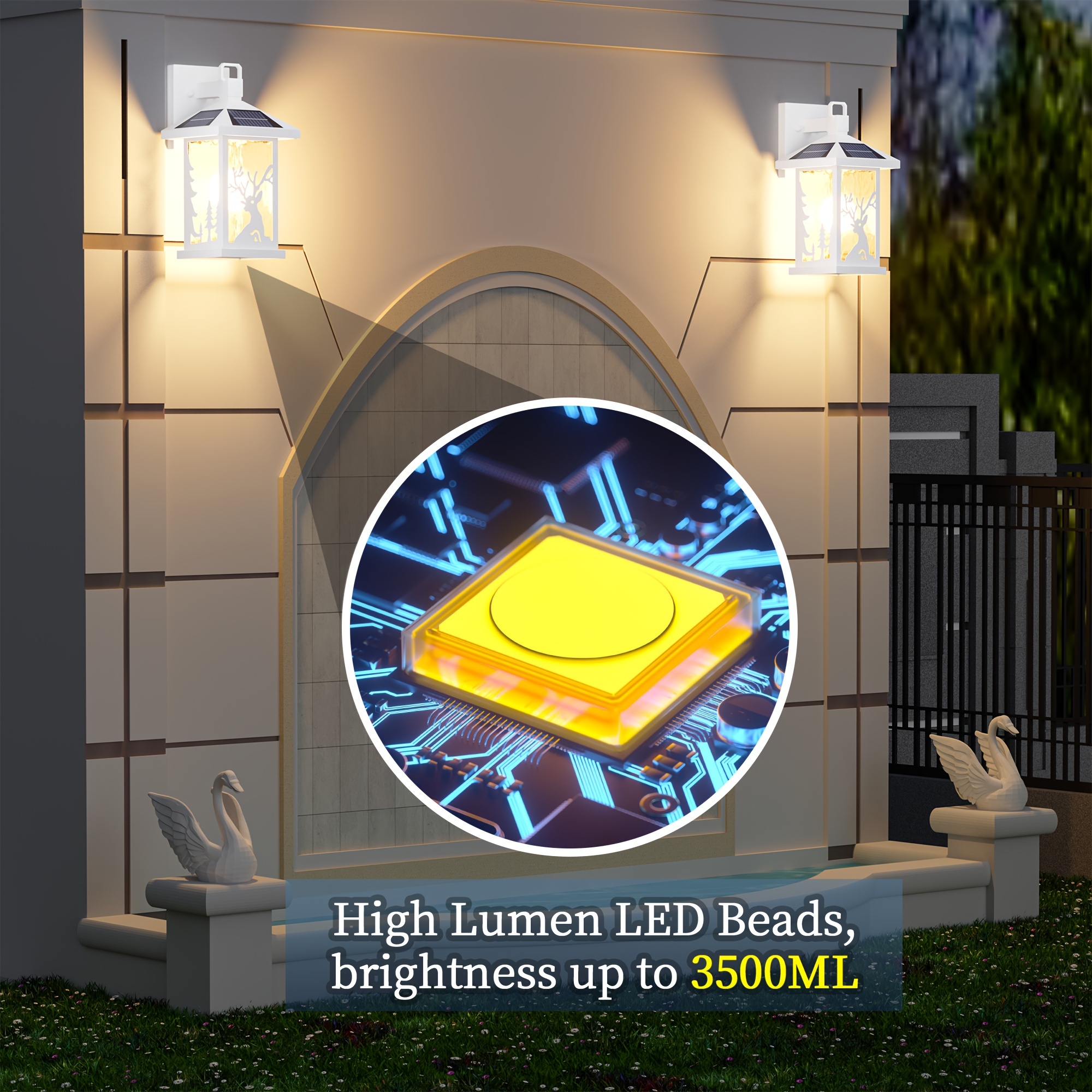 White Solar Wall Lights 3500lm High Lumen Solar Lanterns - Temu