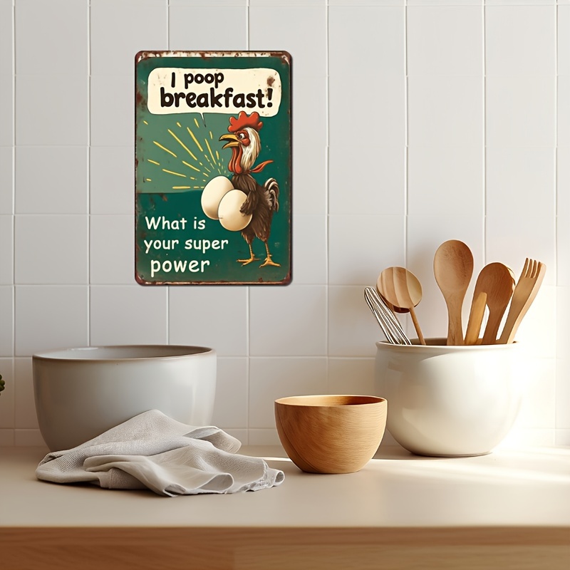 Poop Breakfast Chicken" Humorous Metal Tin Sign Versatile - Temu