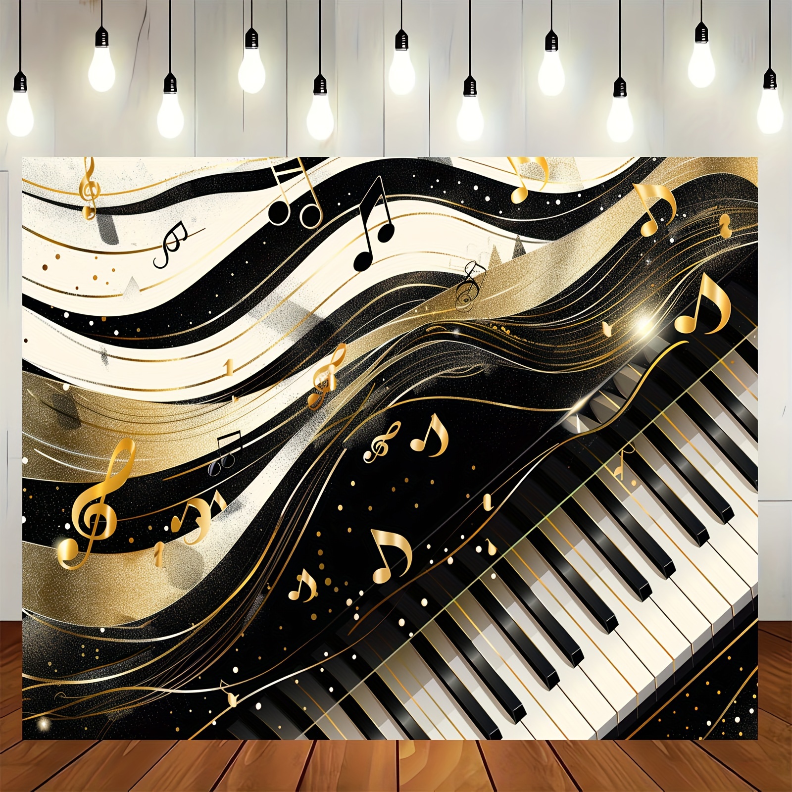 1pc Dream Music Backdrop Piano Theme Backdrop For Photography Golden ...