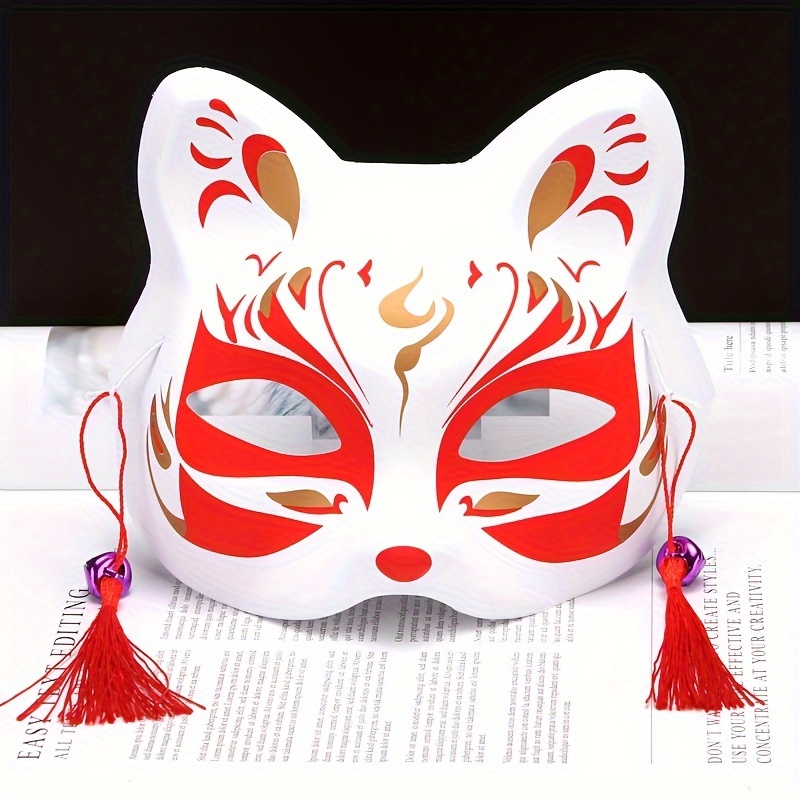 Personality Animal Mask Half Face Hand painted Cat Fox Mask - Temu