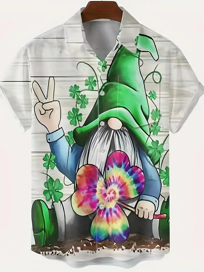 Plus Size Mens Hawaiian Shirts Clover 3d Digital Print St Temu Canada