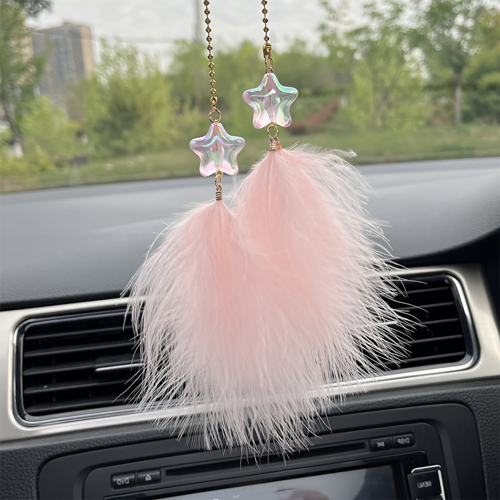 تعليقة سيارة على شكل ريشة ساحرة ريشة طبيعية، لمسة نجمية - Temu Oman