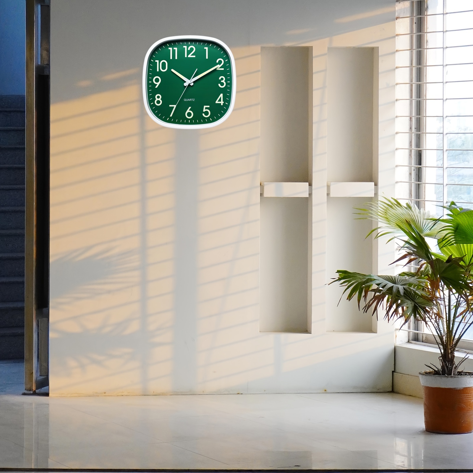 1pc Modern Stylish Silent Wall Clock With Night Vision, Plastic Square ...