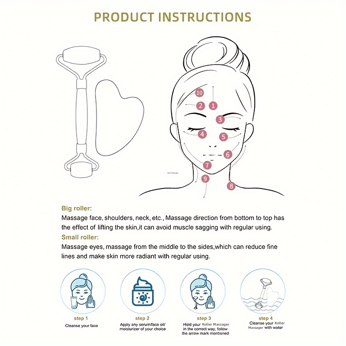 Natural Black Jade Rolling Gua Sha Facial Skincare Set Anti - Temu Hungary