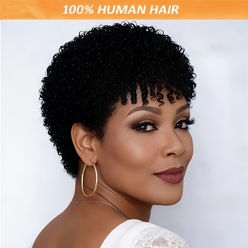 short curly human hair wigs sold on Temu United States