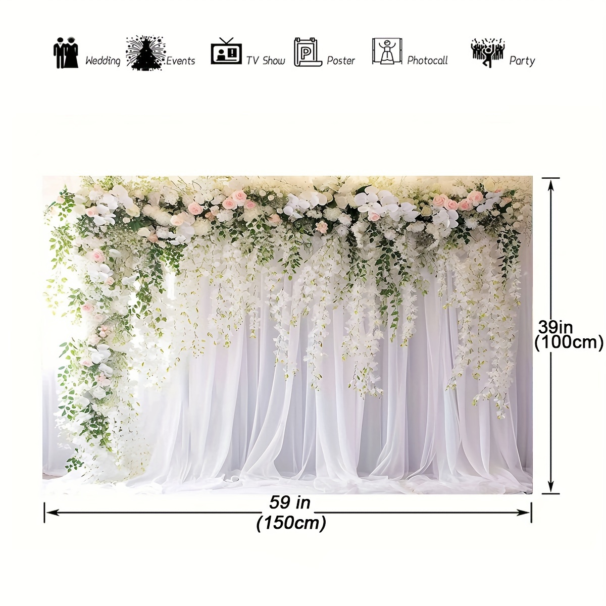 1pc Bridal Shower Wedding Flower Wall Background White Green - Temu ...