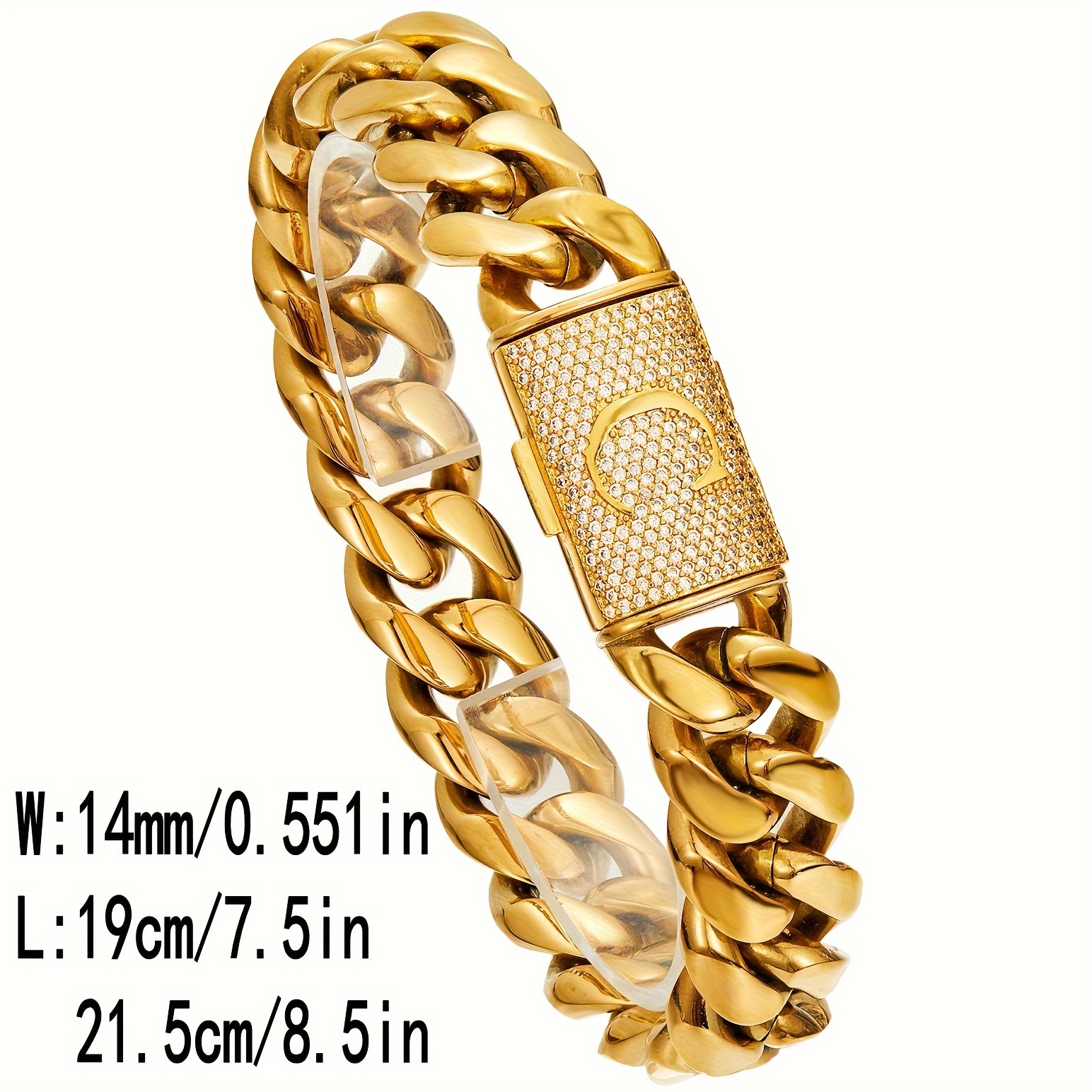 Miami Cuban Link Chain Set Men Hip Hop Jewelry 18k Golden - Temu